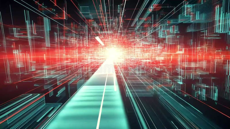 Futuristic Digital Pathway through Glowing Cyberspace with Light ...