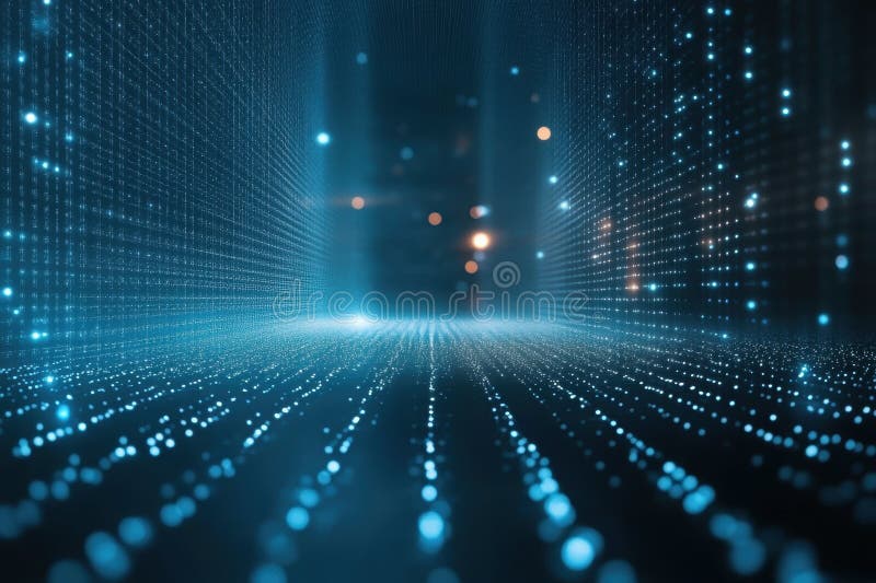 A Futuristic Digital Pathway Illuminated by Glowing Blue Particles in a ...