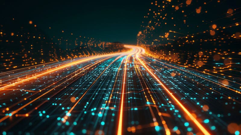 Futuristic Digital Pathway with Neon Lights, Generative AI Stock Image ...