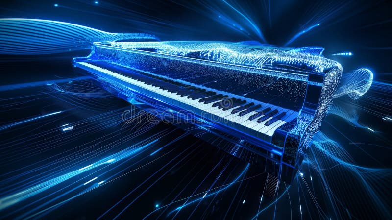 Futuristic Digital Piano in Blue Light Stock Photo - Image of music ...