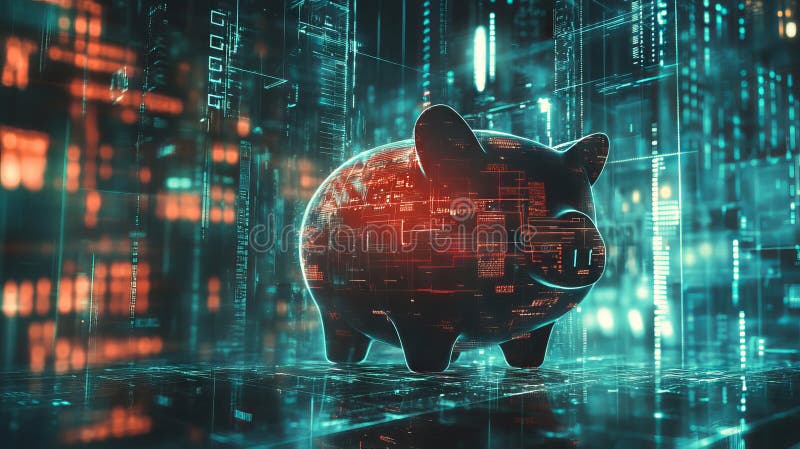 Futuristic Digital Piggy Bank in a Virtual Reality Environment with ...