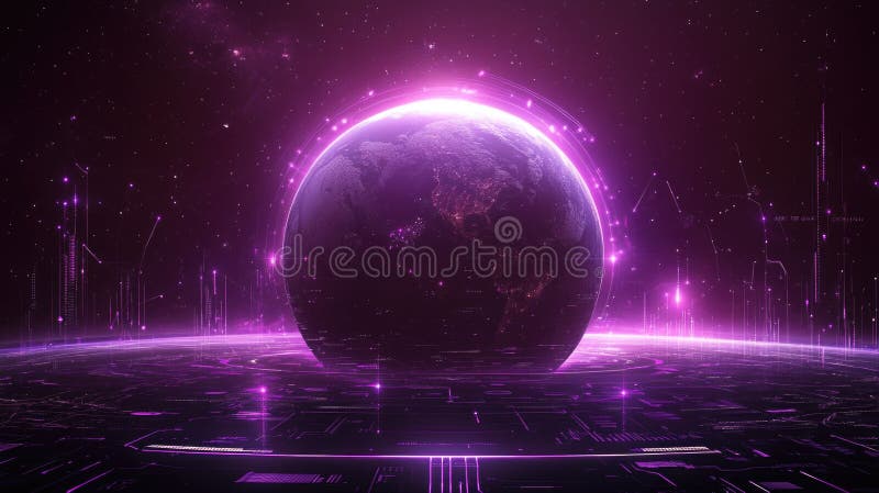 Futuristic Digital Planet Neon Glow Space Environment Stock Photos ...
