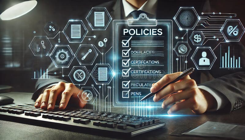 Futuristic Digital Policies and Compliance Interface Businessman ...