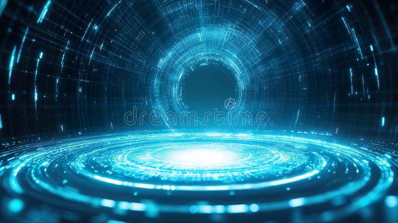 Futuristic Digital Portal with Blue Light Effects and Patterns Stock ...