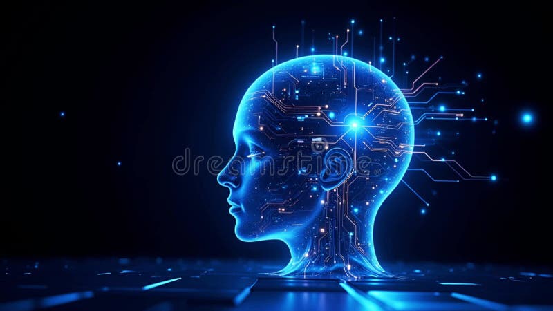 Futuristic Digital Profile with Tech Elements – Cybernetic Head Design ...