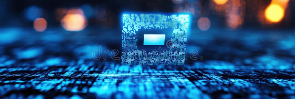 Futuristic Digital QR Code Against a Glowing Blue Background ...