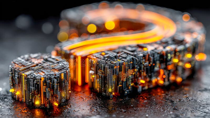 Futuristic Digital Question Mark Glowing in Neon Orange Over a ...