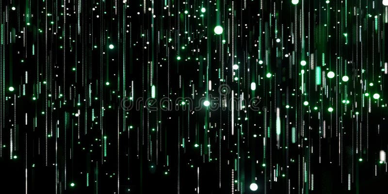 Futuristic Digital Rain of Green Data Streams in Darkness, a Cyber ...