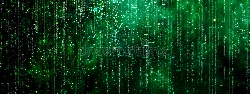 Abstract Green Matrix Background with Falling Digital Code Rain Stock Photo - Image of abstract ...