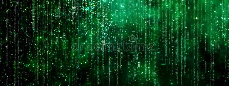 Abstract Green Matrix Background with Falling Digital Code Rain Stock ...