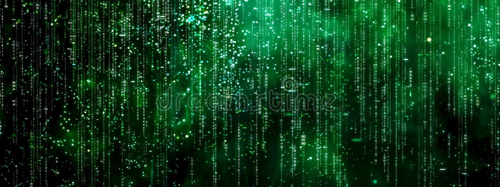 Abstract Green Matrix Background with Falling Digital Code Rain Stock Photo - Image of abstract ...