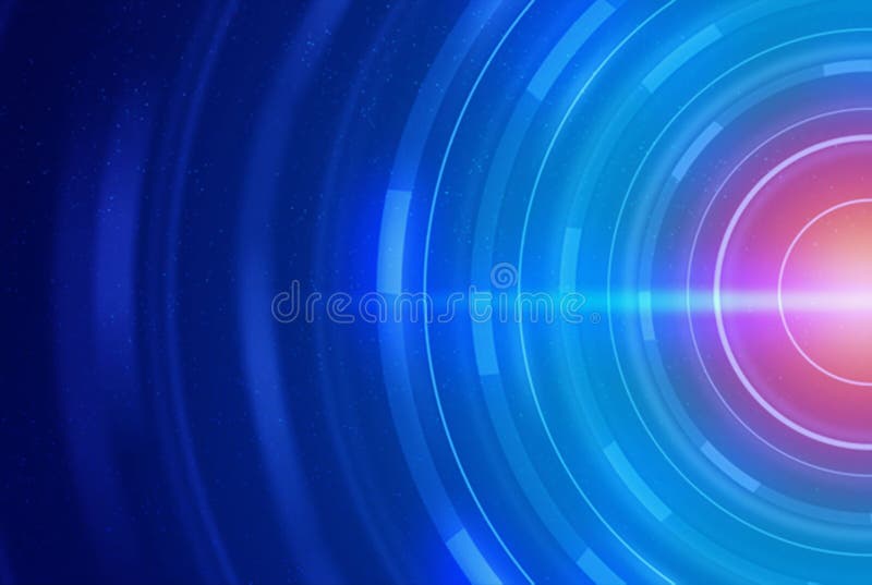 Futuristic Digital Red Circle with Blue Rings Around Them in the Space ...