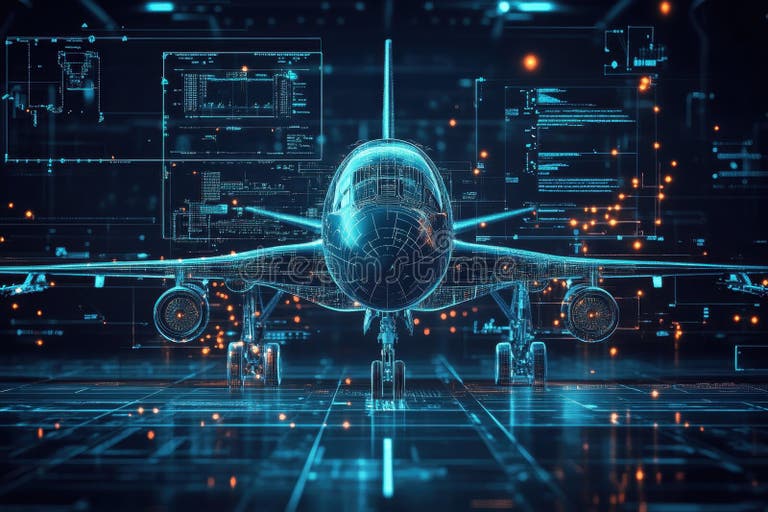 Futuristic Digital Representation of an Airplane in a Technology-driven ...