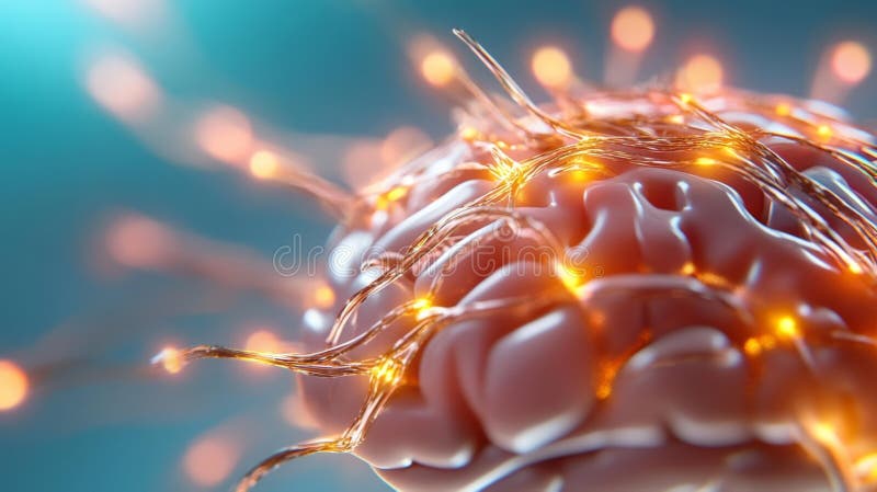 Detailed Visualization of a Brain with Neural Connections Representing ...