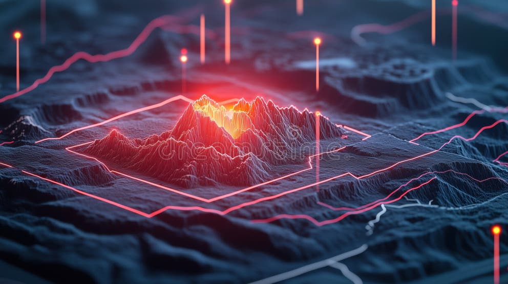 Futuristic Digital Representation of Earthquake Activity with Vibrant ...