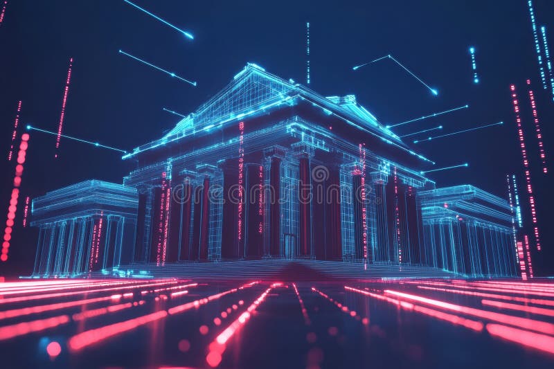 Futuristic Digital Representation of a Government Building Featuring ...