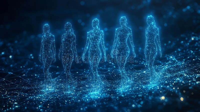 Futuristic Digital Representation of Holographic Figures in Motion ...