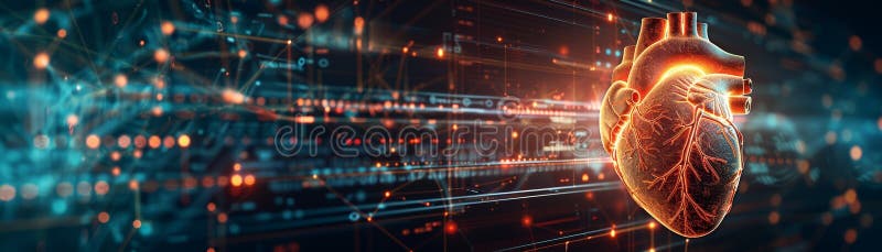 Futuristic Digital Representation of a Human Heart with Data Streams ...