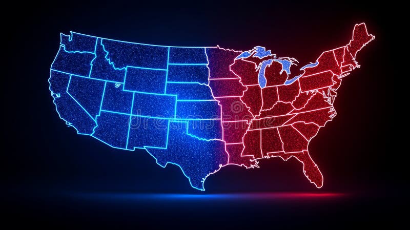 A Futuristic Digital Representation of North America Featuring Radiant ...