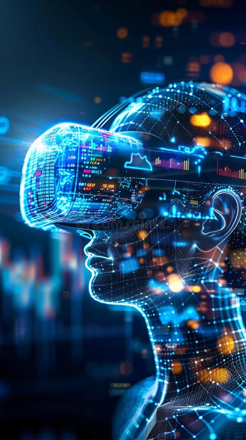 Futuristic Digital Representation of a Person Wearing a Virtual Reality ...