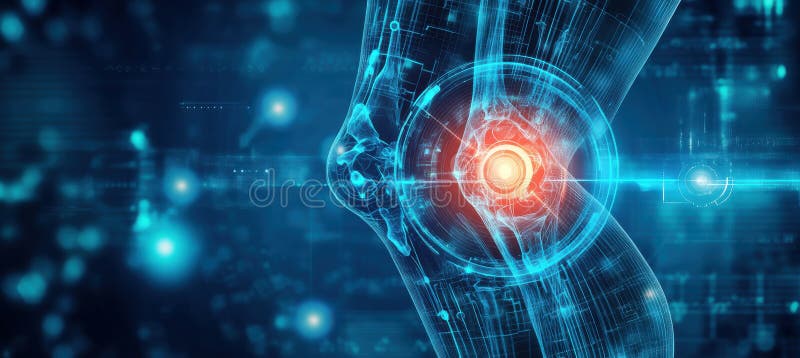Digital Representation of Knee Joints with Glowing Pain Points on a ...