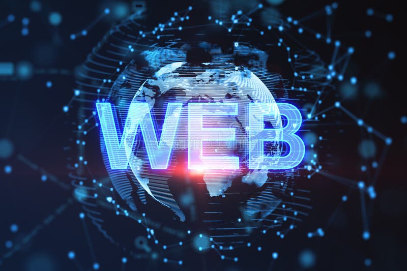 Futuristic Digital Representation of the Word WEB Over a Global Network ...