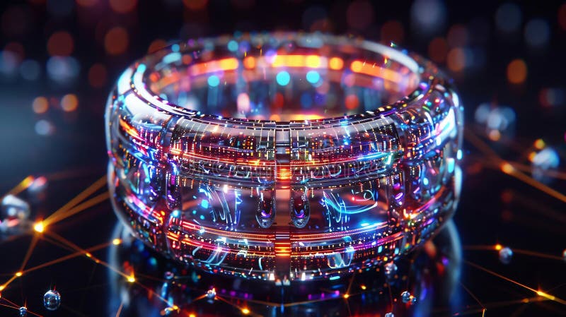 Futuristic Digital Ring with Colorful Lights and Reflections ...
