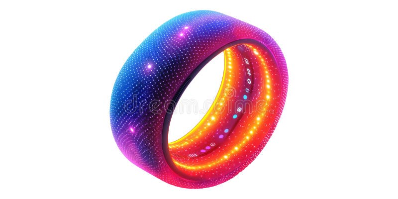 Futuristic Digital Ring with Vibrant Lights Isolated on Transparent ...