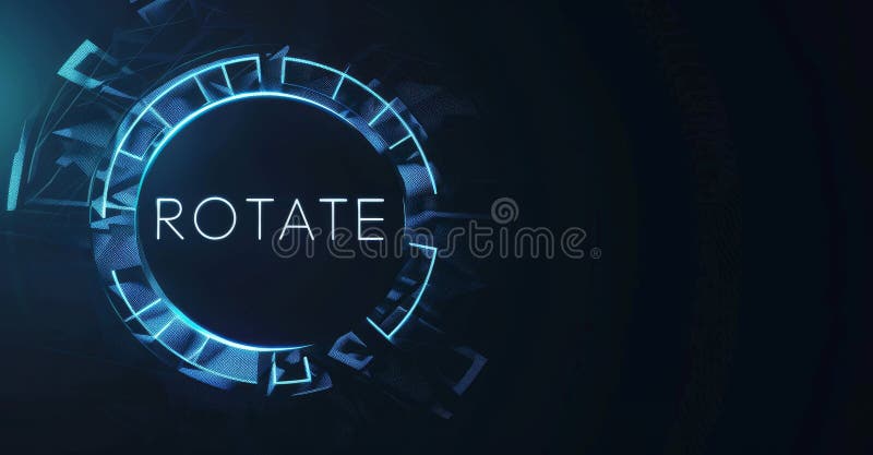Futuristic Digital Rotating Circle with Glowing Blue Neon Lights and ...
