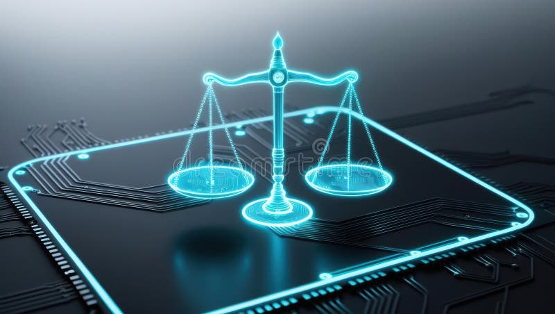 Futuristic Digital Scale with Glowing Holographic Balance and Data ...