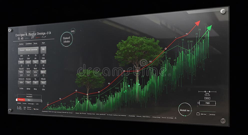 Futuristic Digital Screen with a 3D Data Visualization Interface Shows ...