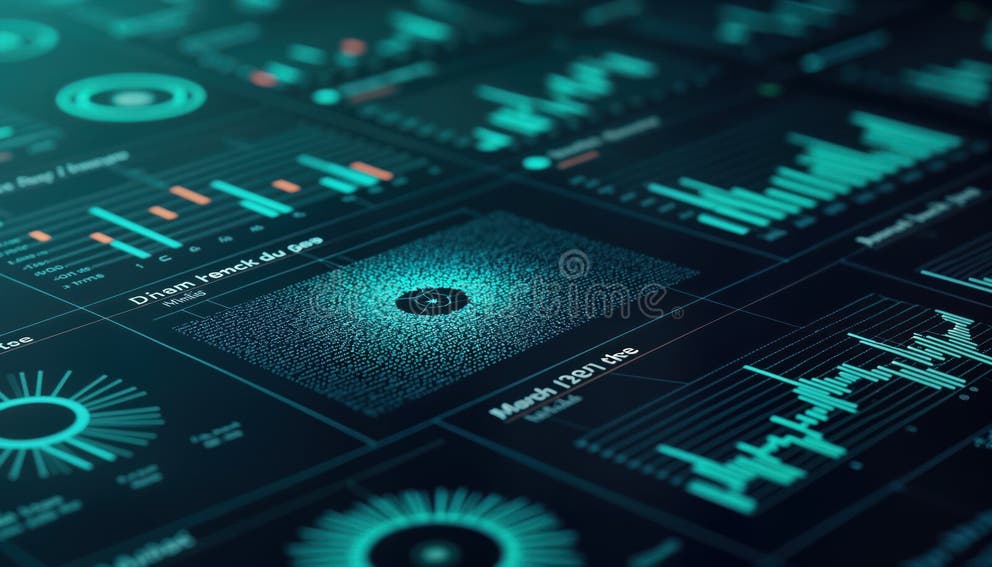 Futuristic Digital Screen Displays Complex Data Visualizations ...
