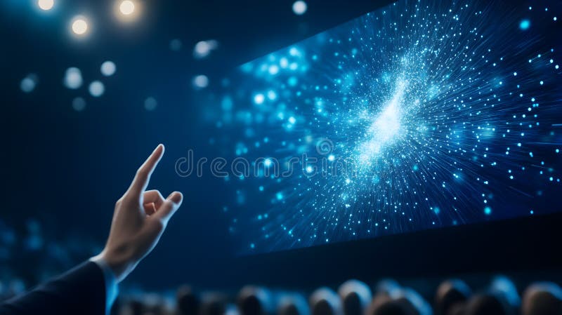 Futuristic Digital Screen with Glowing Blue Particles. a Modern and ...
