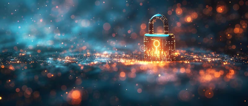 Futuristic Digital Security Lock Amidst Sparkling Network. Concept ...