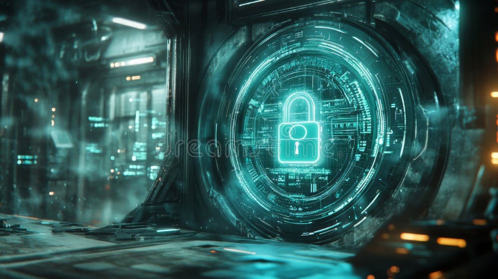 Futuristic Digital Security System Interface Lock Stock Illustration ...