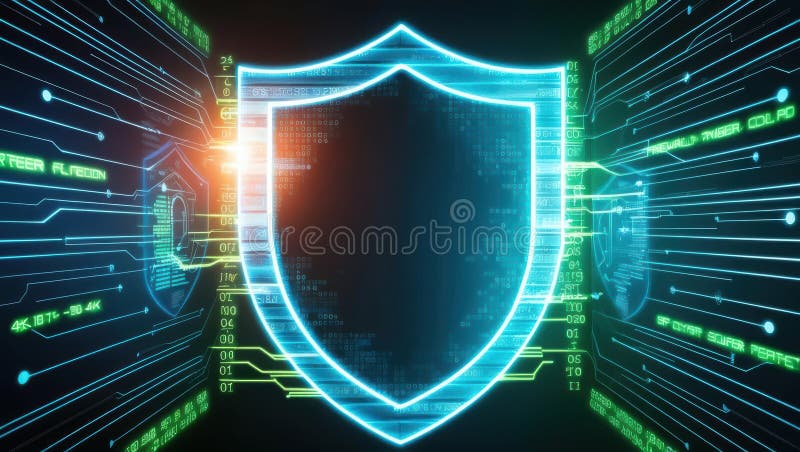 Futuristic Digital Shield with Glowing Lines Signifying Cyber Security ...
