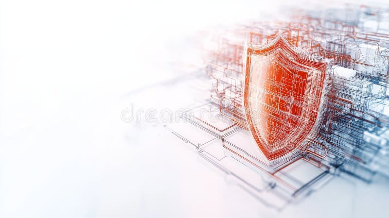 Futuristic Digital Shield Glowing Red Aura High Tech Circuitry Design ...