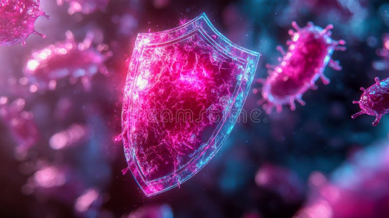 Futuristic Digital Shield Protecting Against Viruses and Bacteria in ...