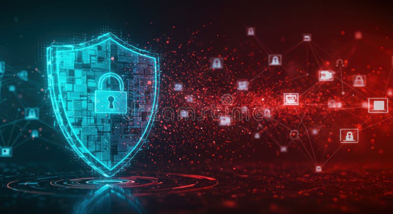 A Futuristic Digital Shield Secures Data in a Glowing Networked World ...