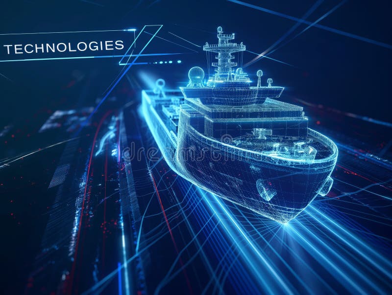 Futuristic Digital Ship Blueprint Stock Photo - Image of digital ...