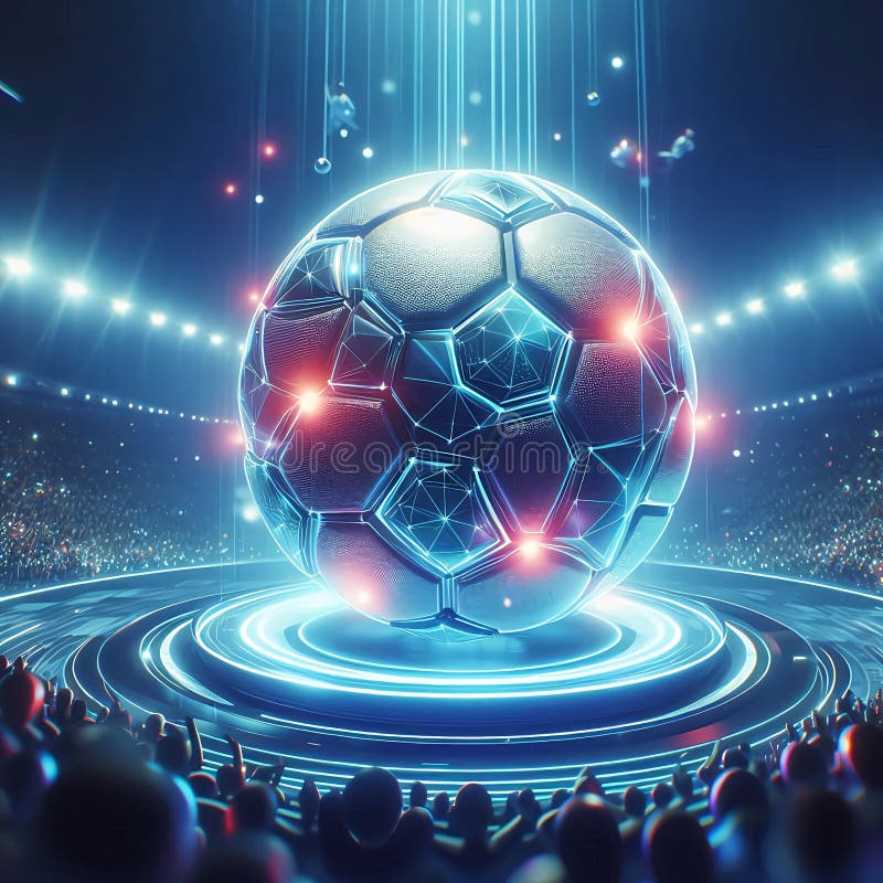 Futuristic Digital Soccer Ball in a High-Tech Stadium Stock Photo ...