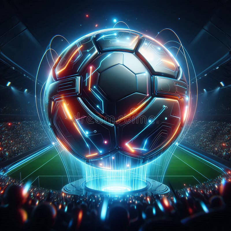 Futuristic Digital Soccer Ball in a High-Tech Stadium Stock Photo ...