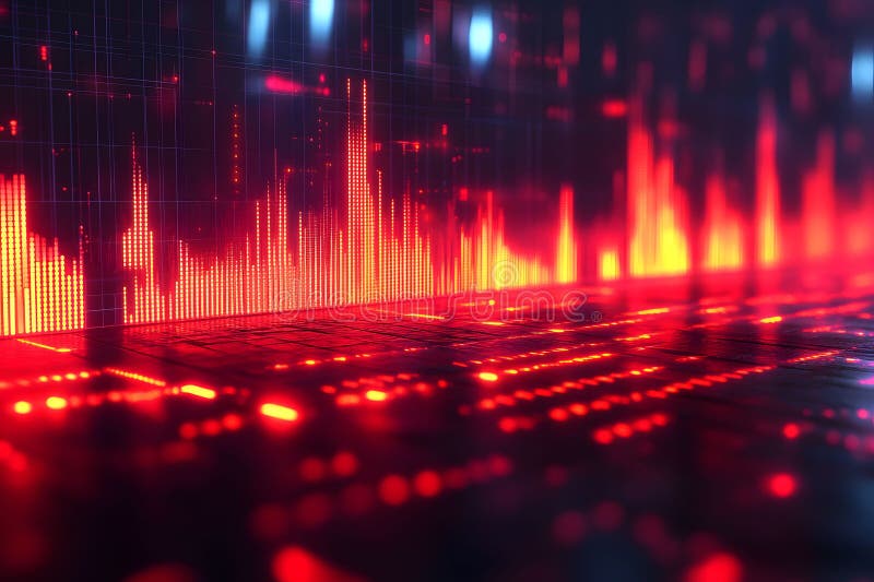 Futuristic Digital Soundwave Display with Vibrant Red and Black Color ...