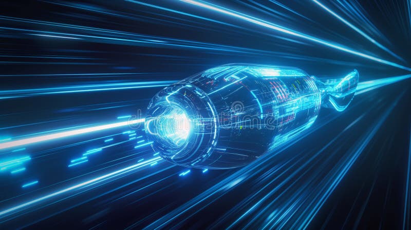 Futuristic Digital Spacecraft in Hyperspace Stock Photo - Image of ...