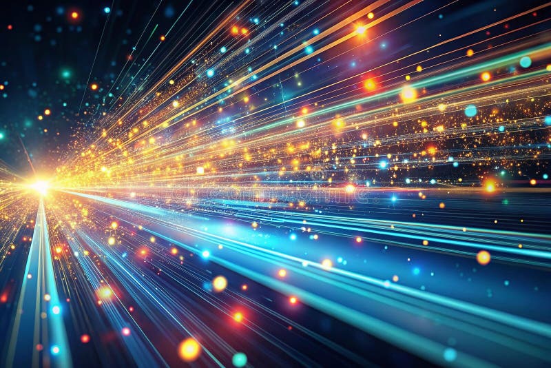 Futuristic Digital Speed Lines in Dark Space Stock Illustration ...