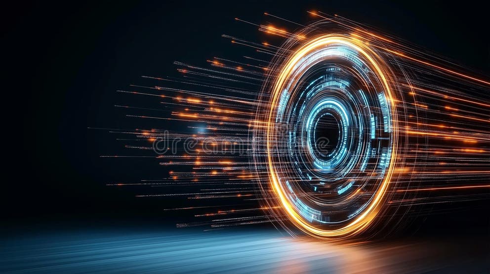 Futuristic Digital Speed Motion with Glowing Elements and Fast Data ...