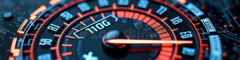Futuristic Digital Speedometer with Neon Red and Blue Lighting Stock ...