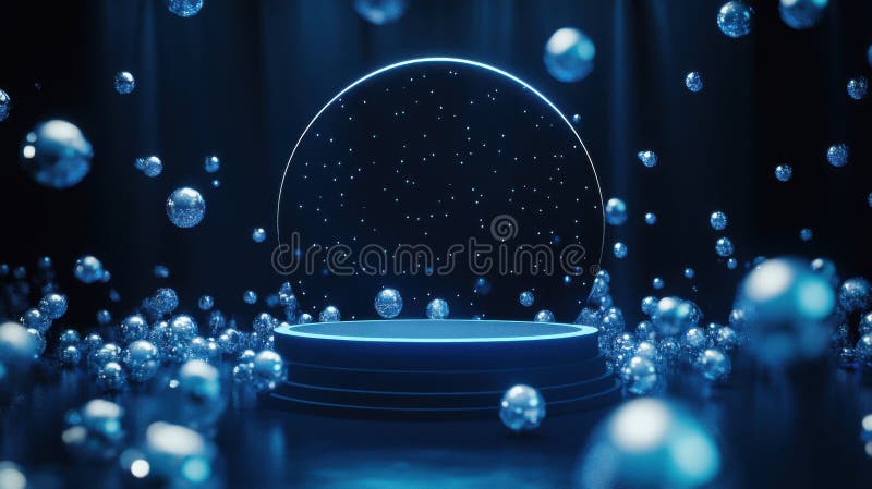 Futuristic Digital Sphere with Glowing Particles in Dark Blue ...
