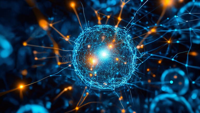 Futuristic Digital Sphere with Network Connections and Light Effects ...