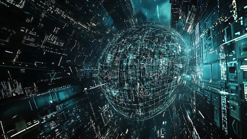 Futuristic Digital Sphere Network Stock Illustration - Illustration of ...